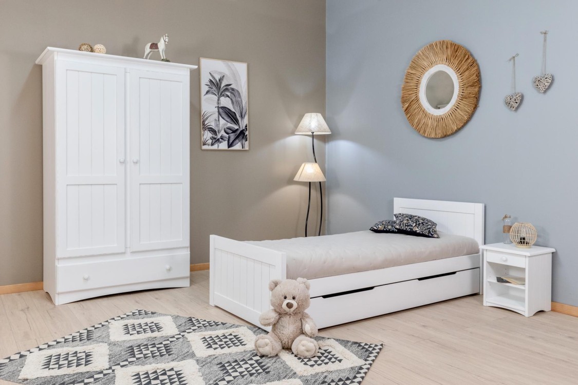 Armoire penderie lingère 3 étagères en bois massif GRIMM