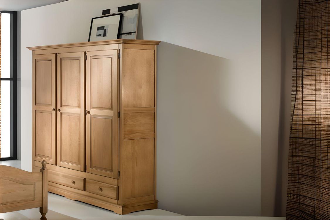 Armoire 3 portes & tiroirs DUCIE Couleur Bois naturel